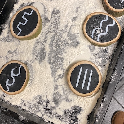 Natural Number Line Log Slice Numbers Painted Chalkboard 1-10 Children ...