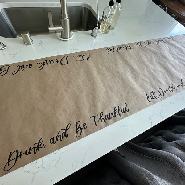 Brown Paper Table Runner for Holidays - Handlettered Kraft Paper ...