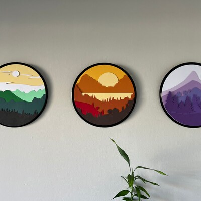 Mountains Landscape Multilayer Shadow Box Painting Frame Wall ...