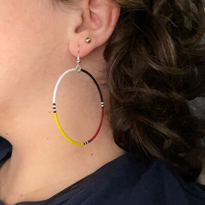 Native American Style Medicine Wheel Hoop Earrings - Etsy
