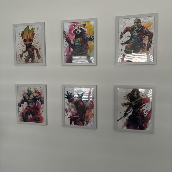 6 Watercolor Dripping Art Superheroes, Watercolor Illustration ...