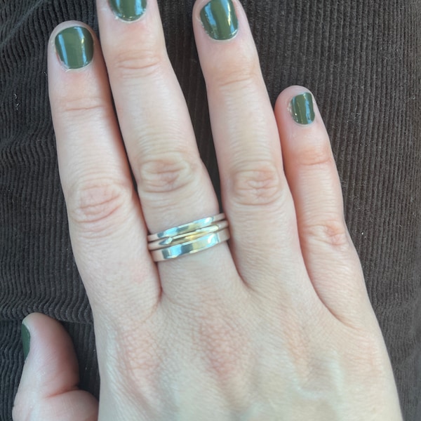 Gold and Silver Rings (3) Stacking Rings, 14k Gold, Sterling Silver ...