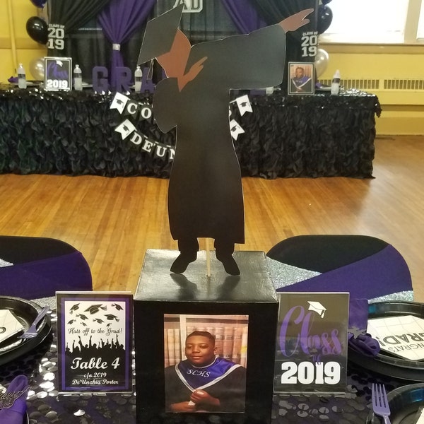Black Man Graduate Dabbing SVG DXF in Graduation Gown, Black and ...
