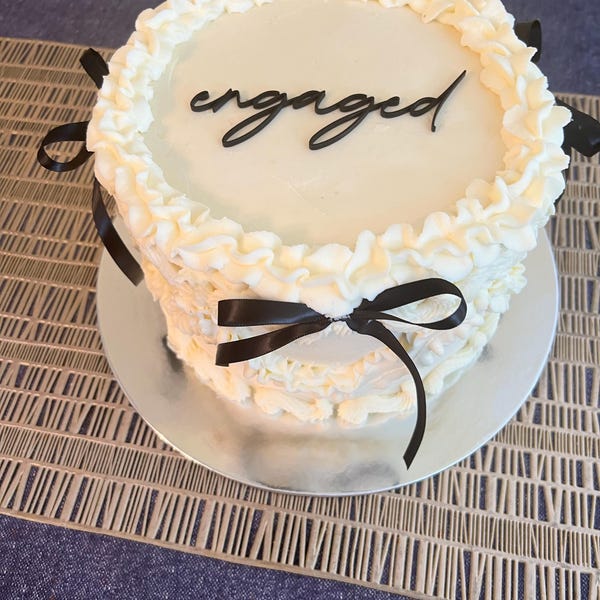 Engaged Flat Lay Cake Topper, Custom Engagement Charm - Etsy