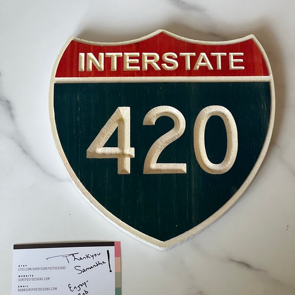 Interstate 420 Shield, Carved Wood Sign, Stoner Decor - Etsy