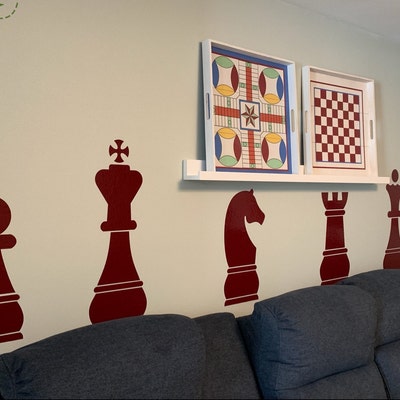 Chess Board Pieces Wall Art Decal Sticker. Chess Theme Wall Decor. Kid ...