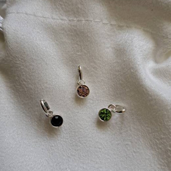 Add-on Birthstone Charm, Sterling Silver Swarovski Charm, Tiny ...
