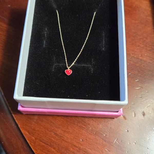 14k Solid Gold Preppy Heart Necklace, Minimalist Heart Necklace ...