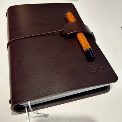 Custom Refillable Full Grain Veg Tan Leather Journal Cover A6 A5 ...
