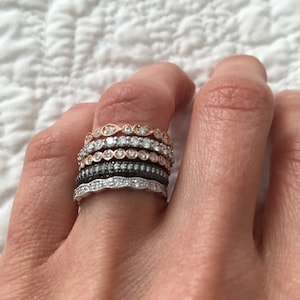 Diamond Eternity Band Stacking Set Mixed White Yellow and | Etsy