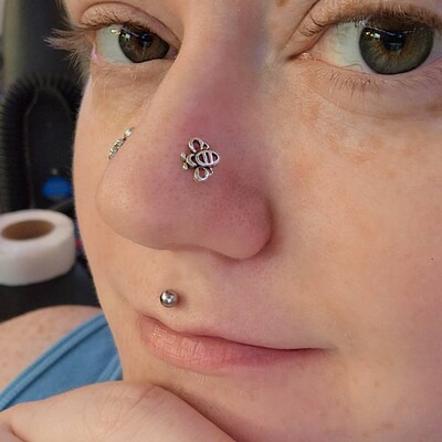 18g 20g Ladybug Nose Stud 925 Sterling Silver Ladybug Nose - Etsy