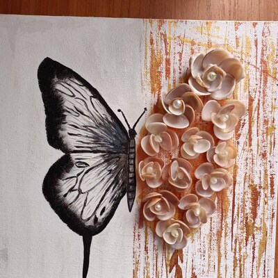 Butterfly Seashell Wall Decor Butterfly Small Framed Shell Art Mosaic ...