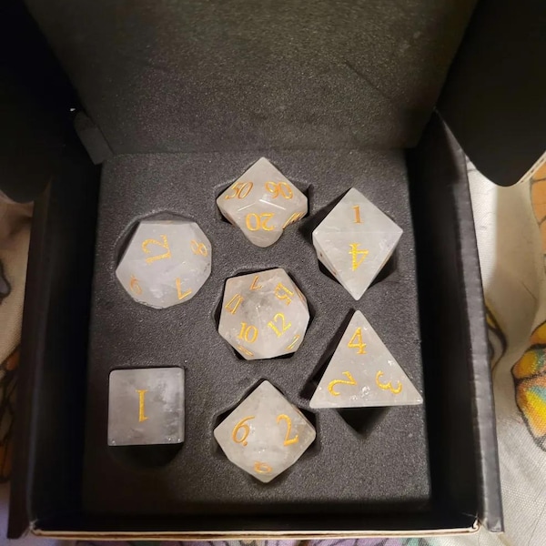 Viking Natural Tiger Eye Stone Dnd Dice Set |gemstone Dice Set ...