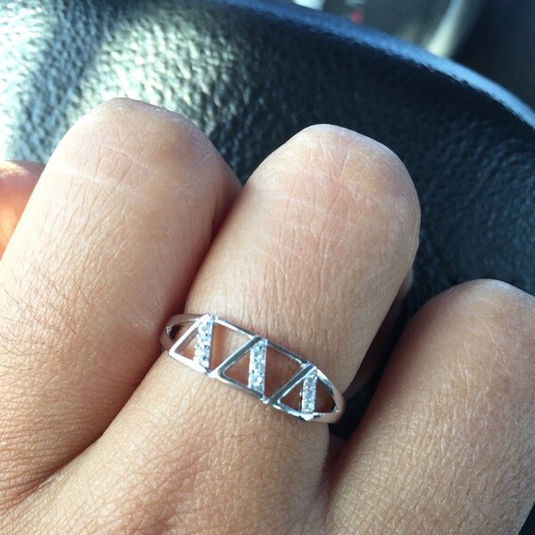 Delta Delta Delta Sterling Silver Ring Set With Simulated Diamonds ...