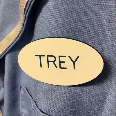 Custom Engraved Oval Name Badge With Pin Back, Engraved Name Tags, Made ...