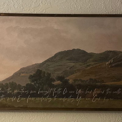 Scripture Wall Art Mountain Scene Art With Psalm 90:2 Vintage Scripture ...