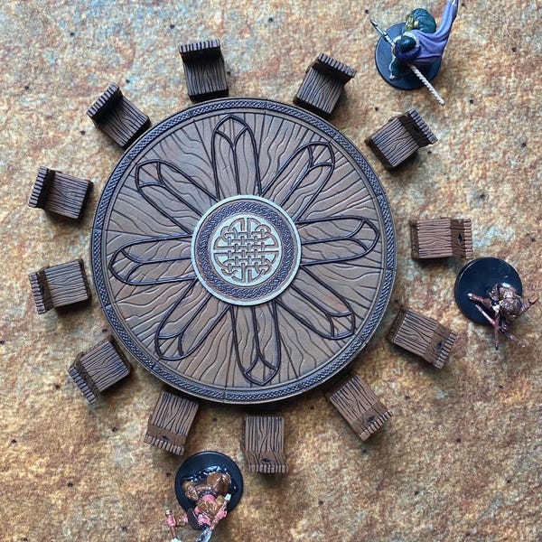 Round Table and Chairs Dnd Tavern Furniture Miniature Dungeons and ...