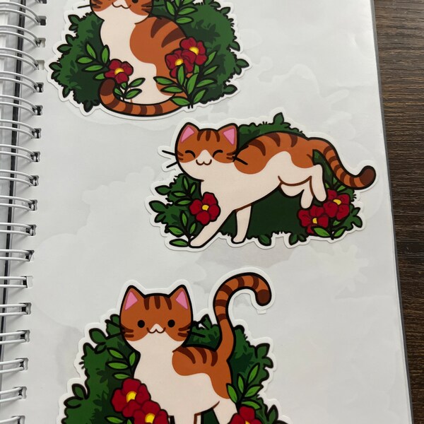 Tabby Cat Sticker Handmade Vinyl / Brown Tabby / Grey Tabby / Orange ...