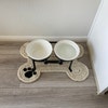 Ivory Beige Dog Mat With Paw Print, Personalized Dog Bone Food Water ...