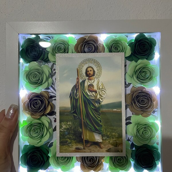 Medium 9x9 Inch Light up Flower Box, Shadowbox, St Jude , Juditas, San ...