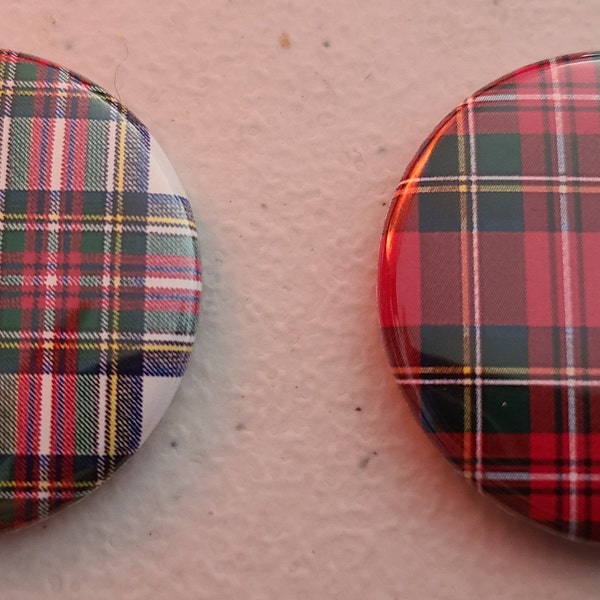 Tartan Plaid Pins (10 Pack), Scottish Plaid Pinback Buttons, 1" or 1.5 ...