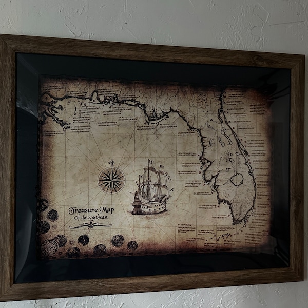 Treasure Map of the Southeast Limited Edition, 16" X 22" Treasure Map ...