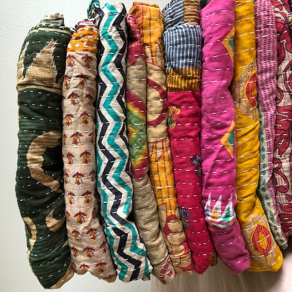 Wholesale Lot of Vintage Indian Kantha Quilt Handmade Throw Reversible ...