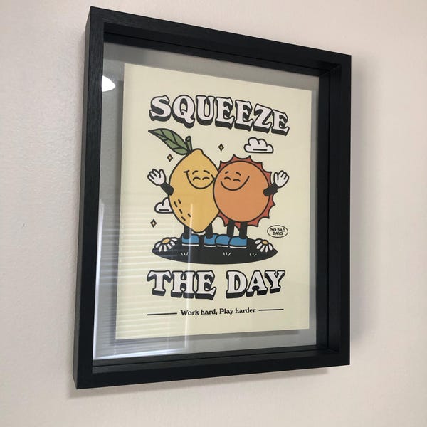 Cute Retro Poster, Squeeze the Day Print, Retro Positivity Quote Wall ...