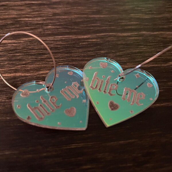 Iridescent Bite Me Heart Hoop Earrings - Etsy