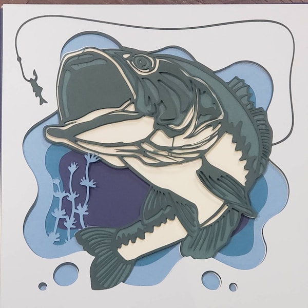 3d Fishing Svg - Shadow Box Svg, Fish Svg - Etsy