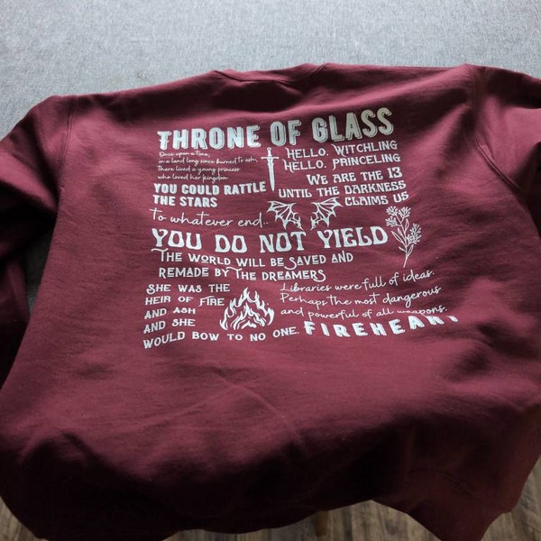 Throne of Glass Sweatshirt, OFFICIALLY LICENSED Sarah J Maas Merch TOG ...