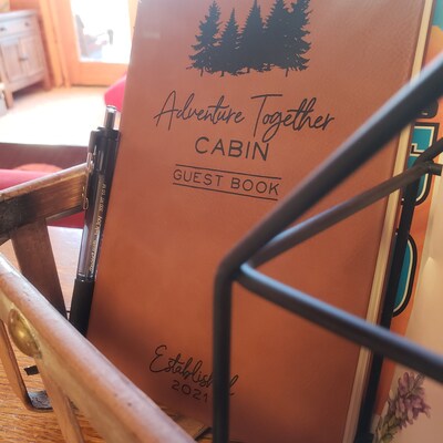 Personalized Leather Lodge Guest Book, Engraved Lined Journal ...