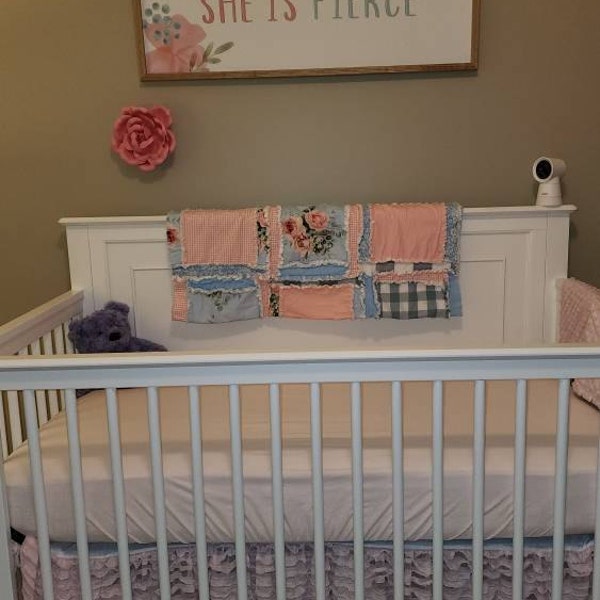 Airplane Quilt Baby Rag Quilt, Boy Crib Bedding, Navy Blue and Gray ...