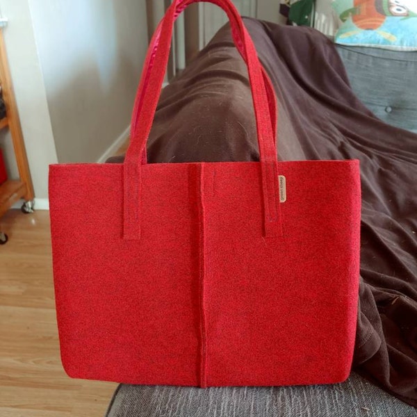 Red Felt Purse, Tote Bag, Felt Bag, Maroon Bag, Maroon Purse, Dark Red ...