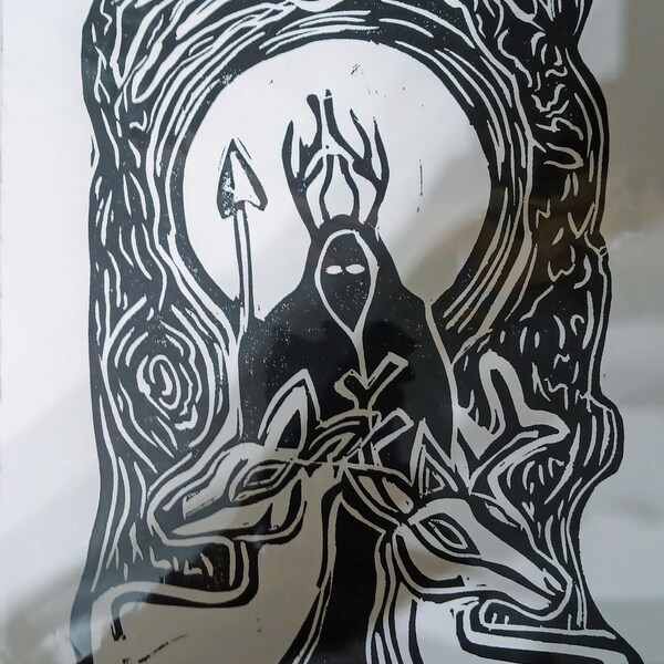 Handmade Cernunnos Gold Ink Pagan Art Print - Etsy