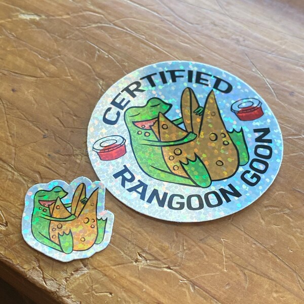 Holographic Crab Rangoon Goon Sticker - 2" Vinyl Laptop Frog Sticker ...