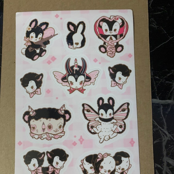 Creepy Cute Stickers | Pink and Black Pastel Goth Kitsch Strange Sweet ...