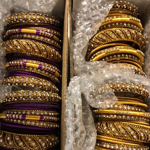Silk Thread Bangles PINK, PURPLE & GOLD Set of 22 Handmade Silk Thread ...