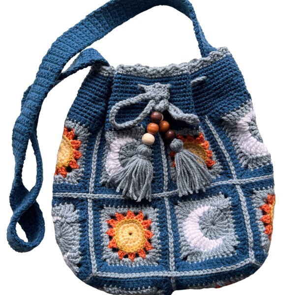 PDF PATTERN PACK - Crochet Sun & Moon Drawstring Backpack and Crossbody ...
