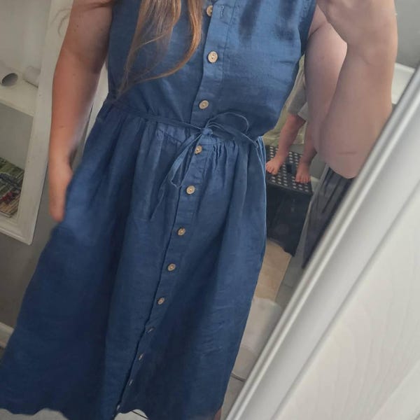 Mama Dress, PISMO, Linen Dress With Pockets, Midcalf Dress With Belt ...