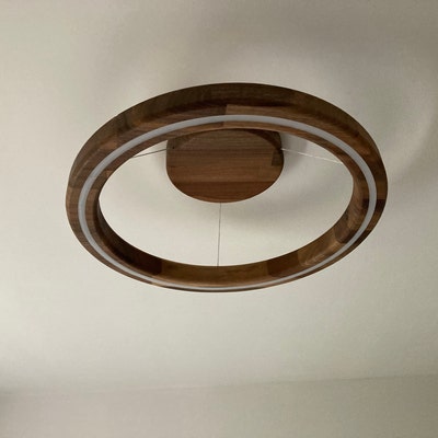 Ivylux Handcrafted Walnut Wooden LED Ceiling Lamp With Dimmable Warm ...