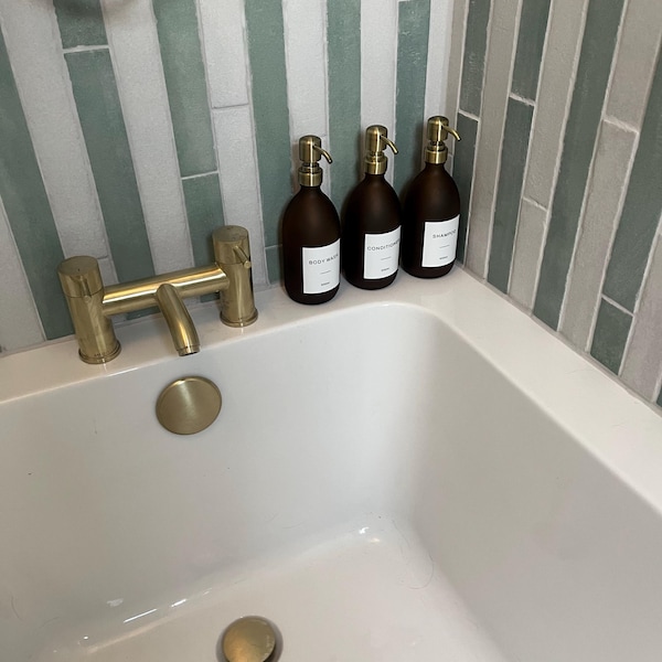 Frosted Amber Glass Soap Dispenser - Refillable Coloured Bottle With ...