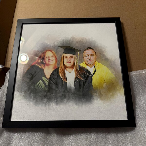 Custom Watercolor Family Drawing From Photo, Personalized Memorial ...