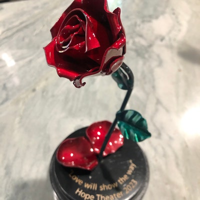 Beauty and the Beast Rose With Fallen Red Petals in Glass Dome on ...