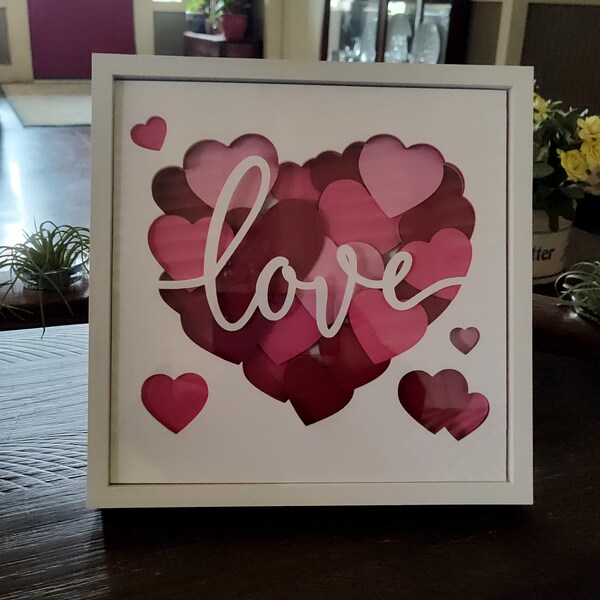 3D Love and Heart Shadow Box SVG, Valentines Day Svg, Layered Paper Art ...