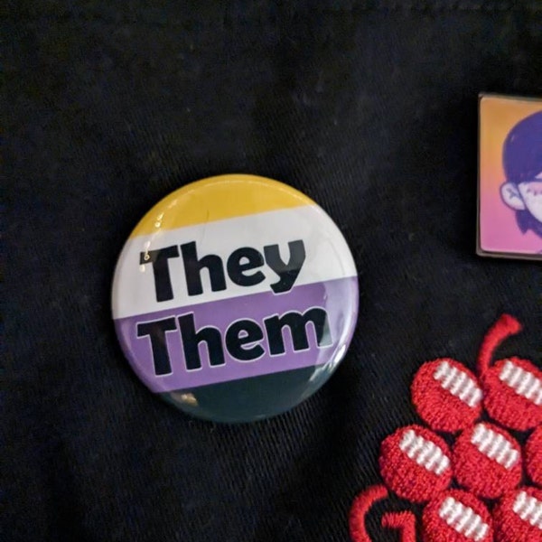 BOLD Trans Flag Pronoun Button they Them - Etsy