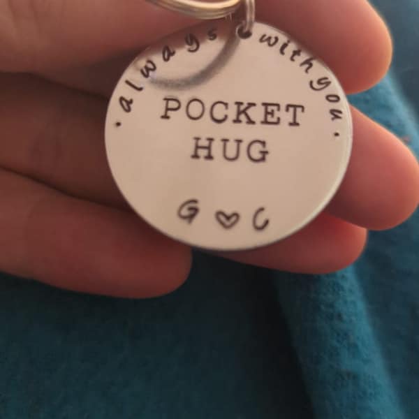 Pocket Hug Personalised Coin or Keyring / Pocket Token / Boyfriend ...