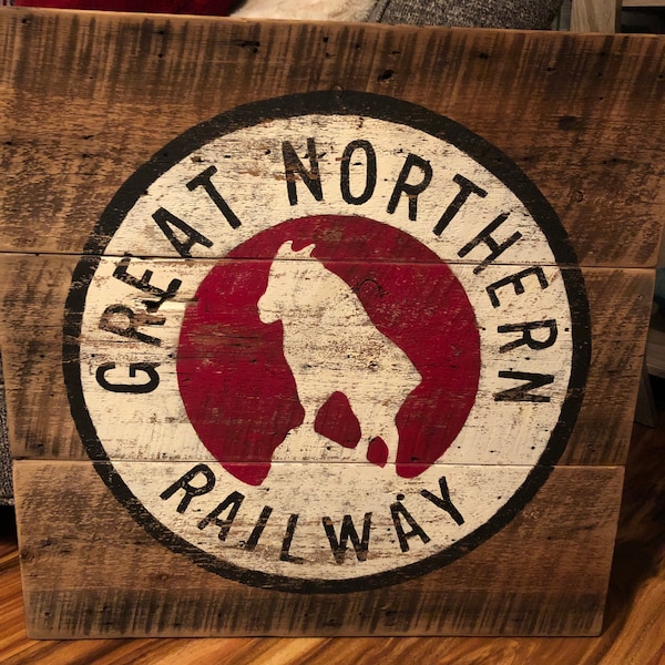 Great Northern Railway Sign, Reclaimed Wood Wall Art, Quality Custom ...