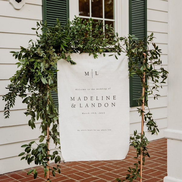 Linen Wedding Bar Sign: Modern Typography, Frayed Edge - Etsy