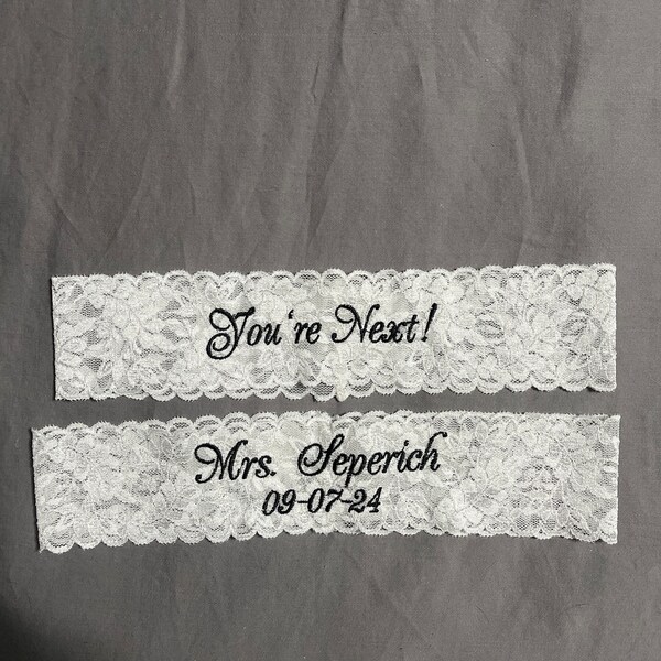 Wedding Garters Set or Single Personalized, Embroidered Bride Keepsake ...